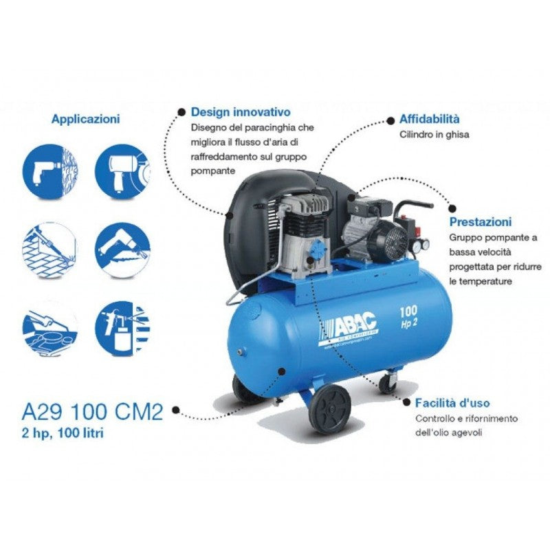 4116024562 ABAC A29 100 CM2 Compressore Aria 100 Litri — Claudioutensili